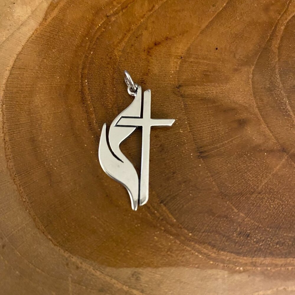 Retired James Avery Methodist Cross, Sterling Silver - Gem